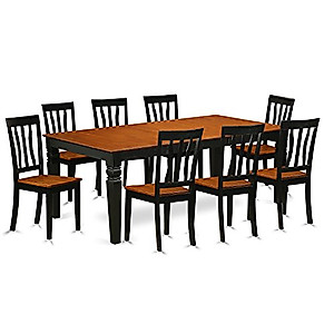 East West Furniture LGAN9-BCH-W, 9-Piece
