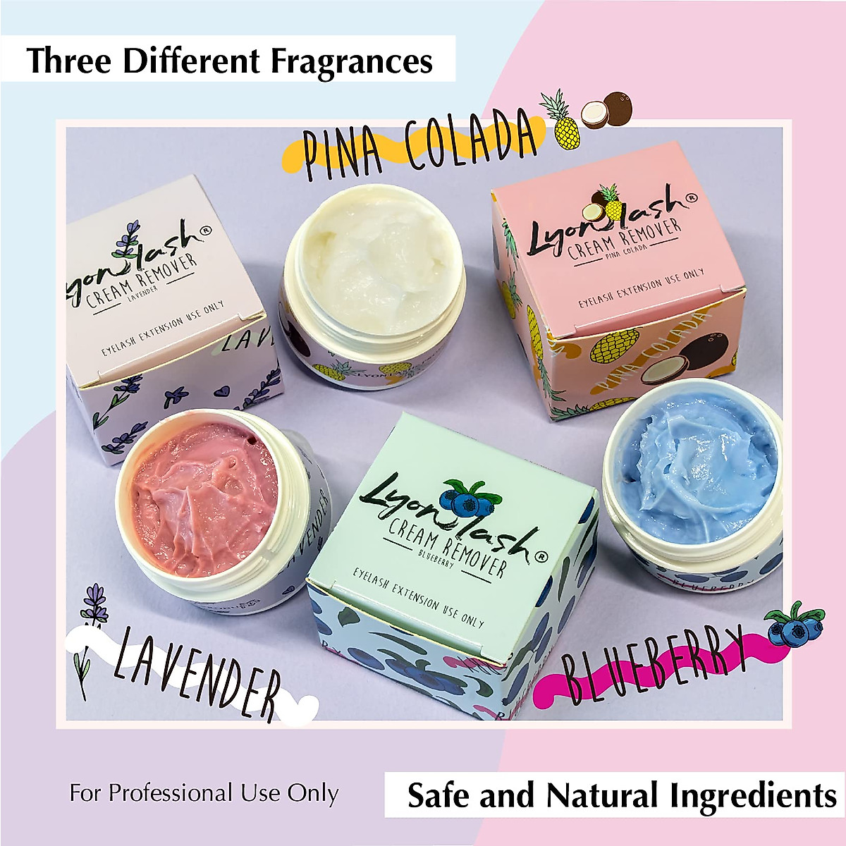 Lyon Lash Pro Gentle Eyelash Extension Cream Remover 15g 0.51fl. oz | Removes Lash Extension Glue Effectively| Low Irritation for Sensitive Skin | Essential Lash Extensions Supplies (Pina Colada)