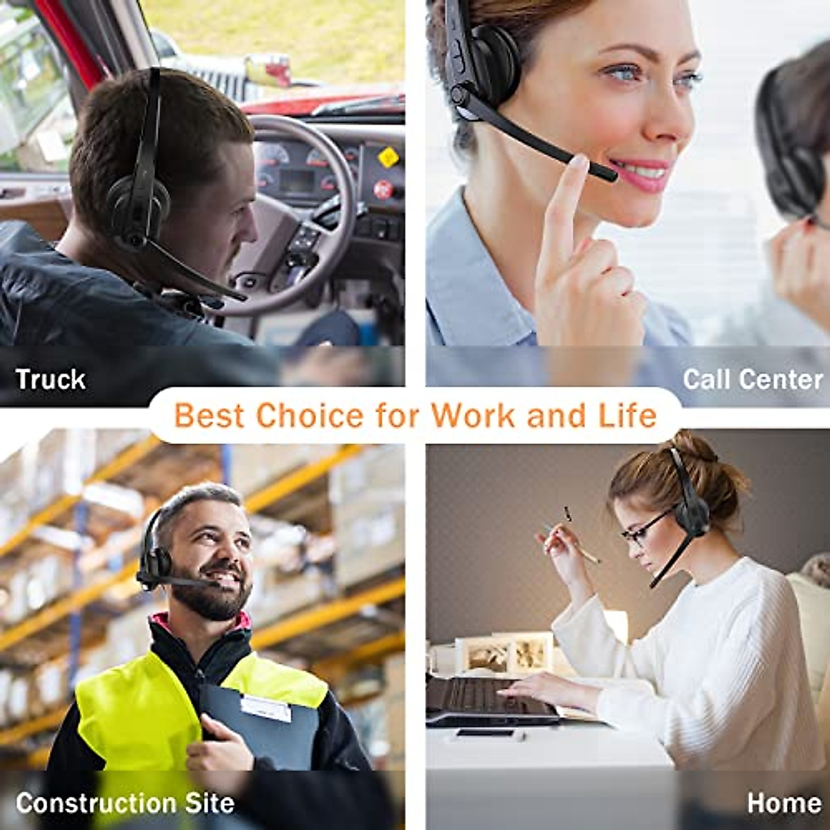 LEVN Wireless Headset, Bluetooth Headset with Microphone AI Noise Canceling & Mute Button, 35Hrs On-Ear Bluetooth Headphones with USB for Call Center/Trucker/Office/Home/Online Class/Remote Work/Zoom
