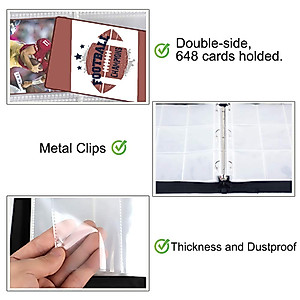 POKONBOY 9-Pocket Football Card Binder, Trading Card Holder with Sleeves Card Collectors Album Hold Up to 900 Cards, Fit for Football Cards Baseball Cards Sport Trading Cards