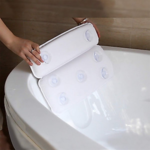 Bathtub Pillow Bath Pillow Ergonomic PU Foam Sponge Bathtub Pillow Bathroom Shower Head Pillow with Suction Cup Bath Accessories