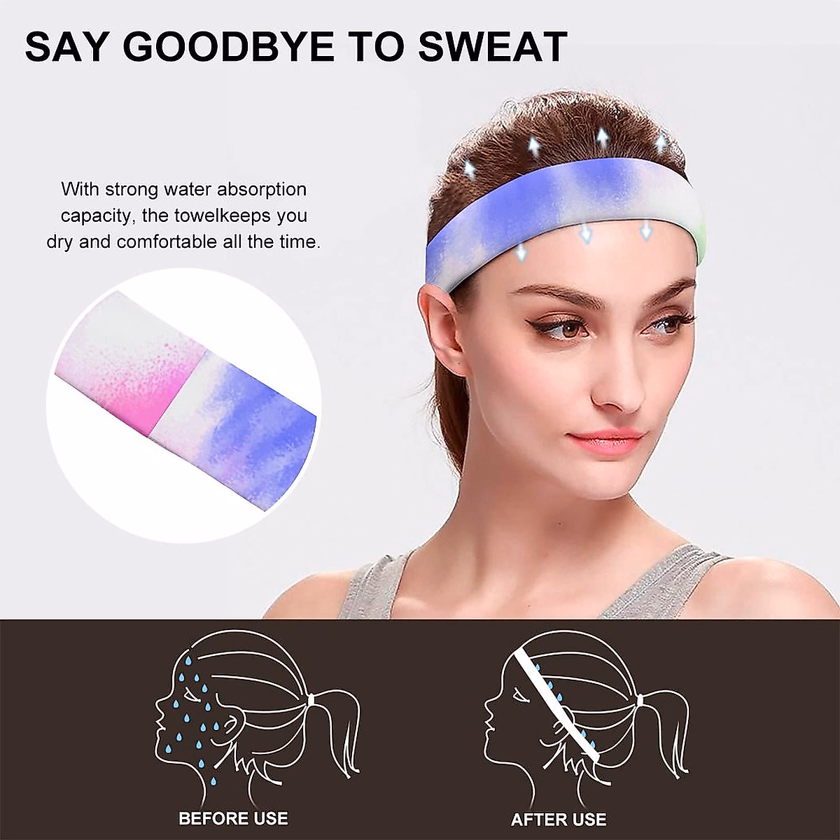 Custom Sport Headband, Add Your Photo Text Logo Personalized Workout Sweatband for Women/Men Customized Moisture Wicking Sweatband for Gym, Running, Cycling, Yoga, Basketball, Football