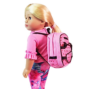 American Fashion World Doll Pink Sequin School Backpack for 18-Inch Dolls | Premium Quality & Trendy Design | Dolls Accessories for Popular Brands