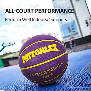 PATTONLEX Basketball Womens Size 6 28.5 Girls Basketball Ball Composite Leather Cover for Indoor Outdoor Basketball Game Or Traning （Purple）