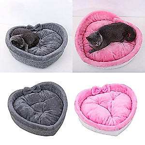 WE-POLUJ Cat Bed - Heart-Shaped Pet Bed for Cats or Small Dogs, Anti-Slip Bottom, Washable Self Warming Autumn Winter Indoor Sleeping Bed