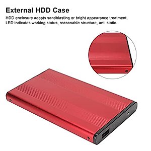 HDD Enclosure, 2.5 inch 5Gbps USB 3.0 External SATA SSD Hard Drive Enclosure for SATA 5 Gbps Portable External HDD for Windows,OS X, Vista(Red)