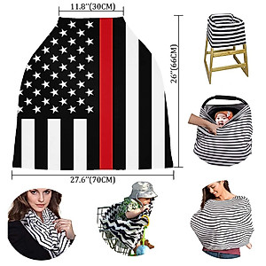 Nursing Cover for Breastfeeding Super Soft Privacy Cover Red Line American Flag Respect Firefighter Sign Multi Use for Baby Car Seat Canopy Baby Shower Gifts for Boy&Girl