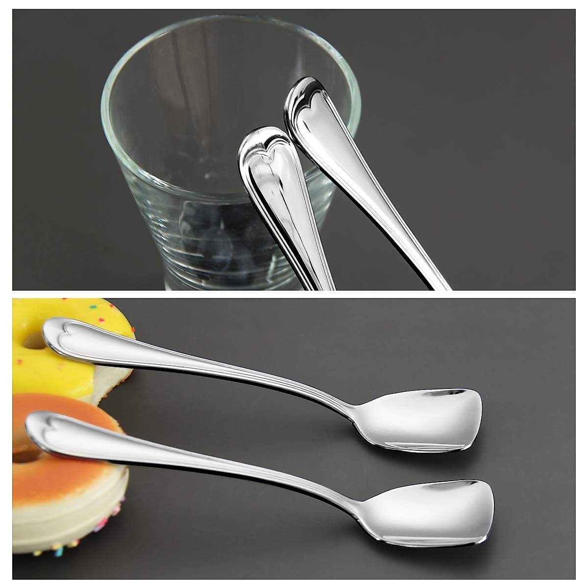 HISSF Ice Cream Spoons 18/10 Stainless Steel Dessert Spoon 4 Pcs, Shovel Spoons, 6.0 Inches, Dishwasher Safe