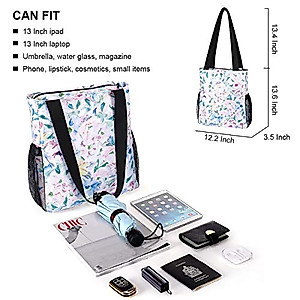 Women Tote Bag Girls Floral Shoulder Purse Beach Hand Bag with Zipper Pockets for Daily Travel Work School Yoga (Fantasy Bloom)