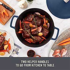 DASH Zakarian by Dash 4.5Qt Nonstick Cast Iron Braiser for Braising, Frying and More - Blue