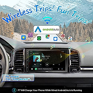 ATOTO F7WE 7inch Touchscreen Double DIN Car Stereo, Wireless CarPlay & Wireless Android Auto, in-Dash Video Receivers, Bluetooth, Mirror Link, HD LRV, Quick Charge, Voice Control, F7G2B7WE