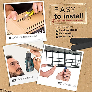 Under Desk Cable Management Tray, Cord Organizer, Wire Holder - Black Cable Tray Set of 2X 17