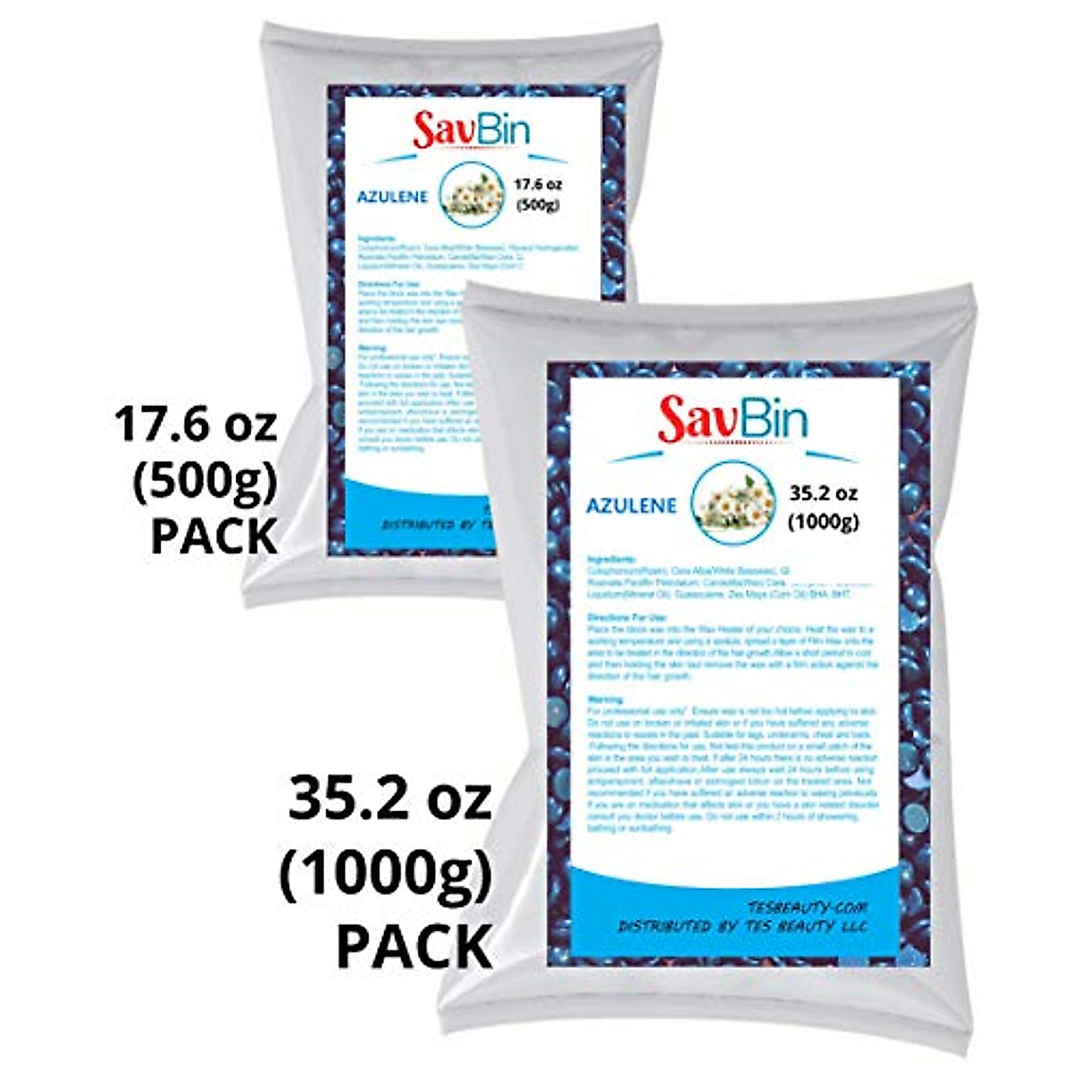 SAVBIN Blue Azulene Hard Wax Beans (Blue Azulene - 2.2 LBS (1000 grams))