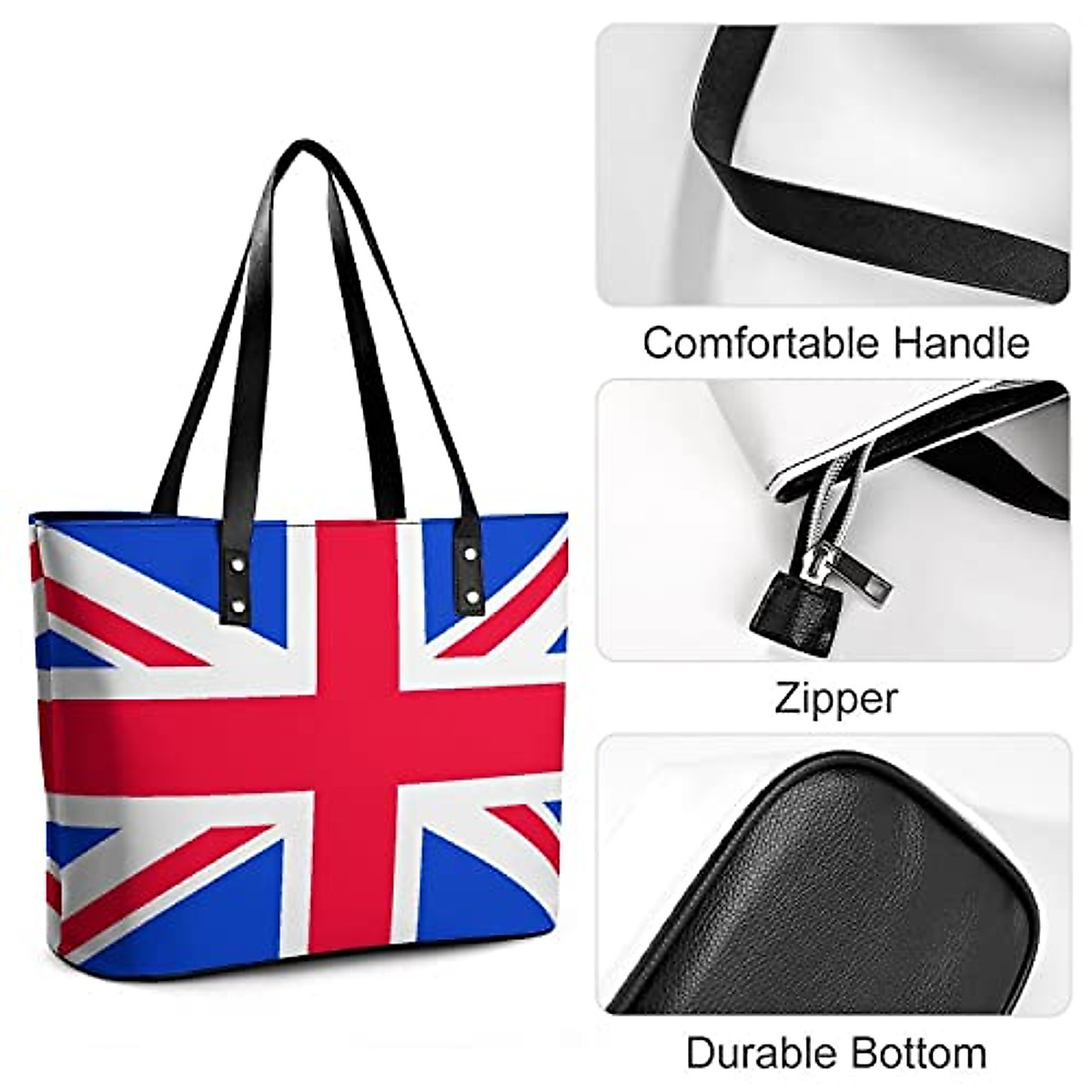 Womens Handbag Union Jack Leather Tote Bag Top Handle Satchel Bags For Lady