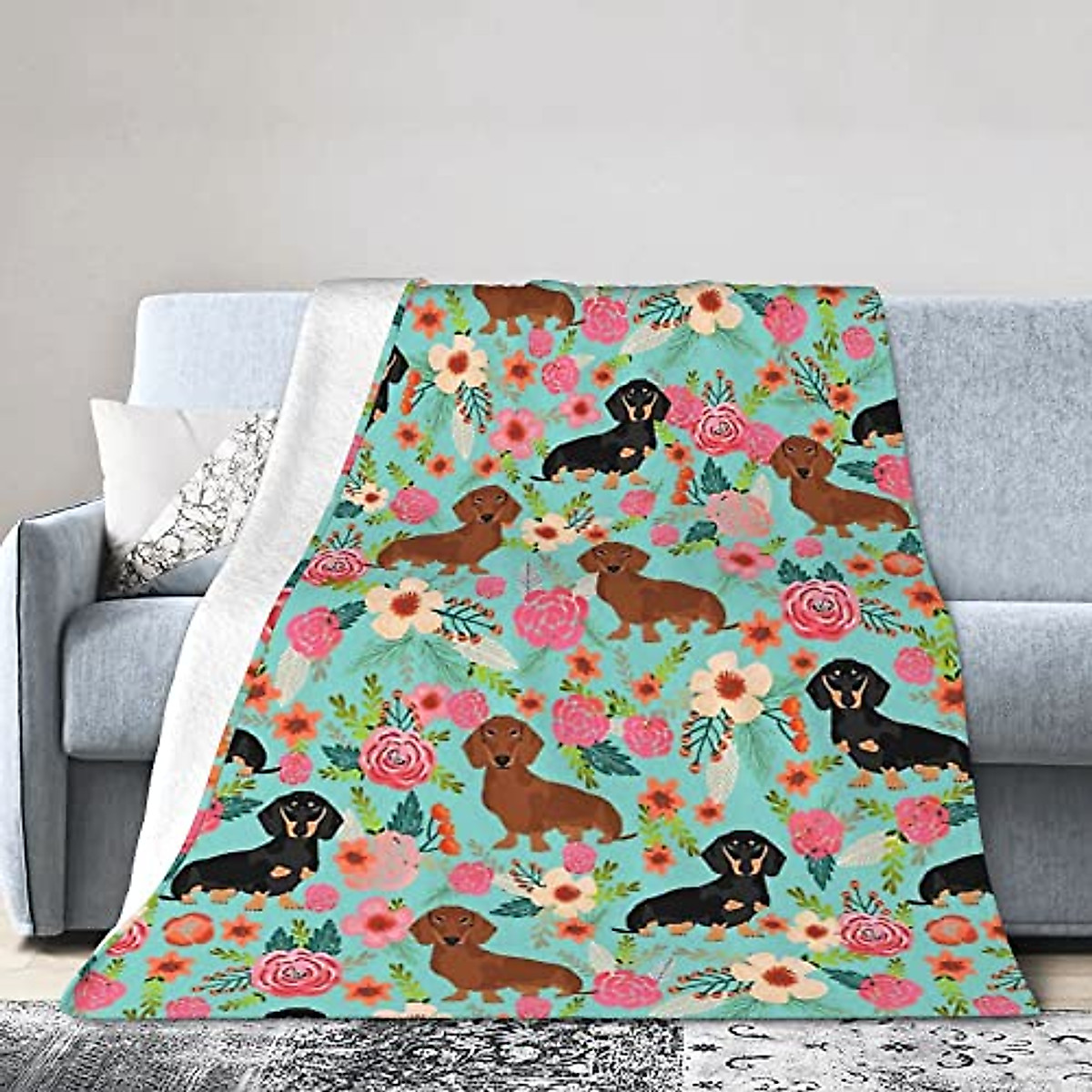 Dachshund Throw Blanket Dachshund Gifts for Girls Dogs Blanket for Kids Adults Super Soft Warm Plush Fleece Flannel Blanket for Sofa Couch Bed 40"x50"