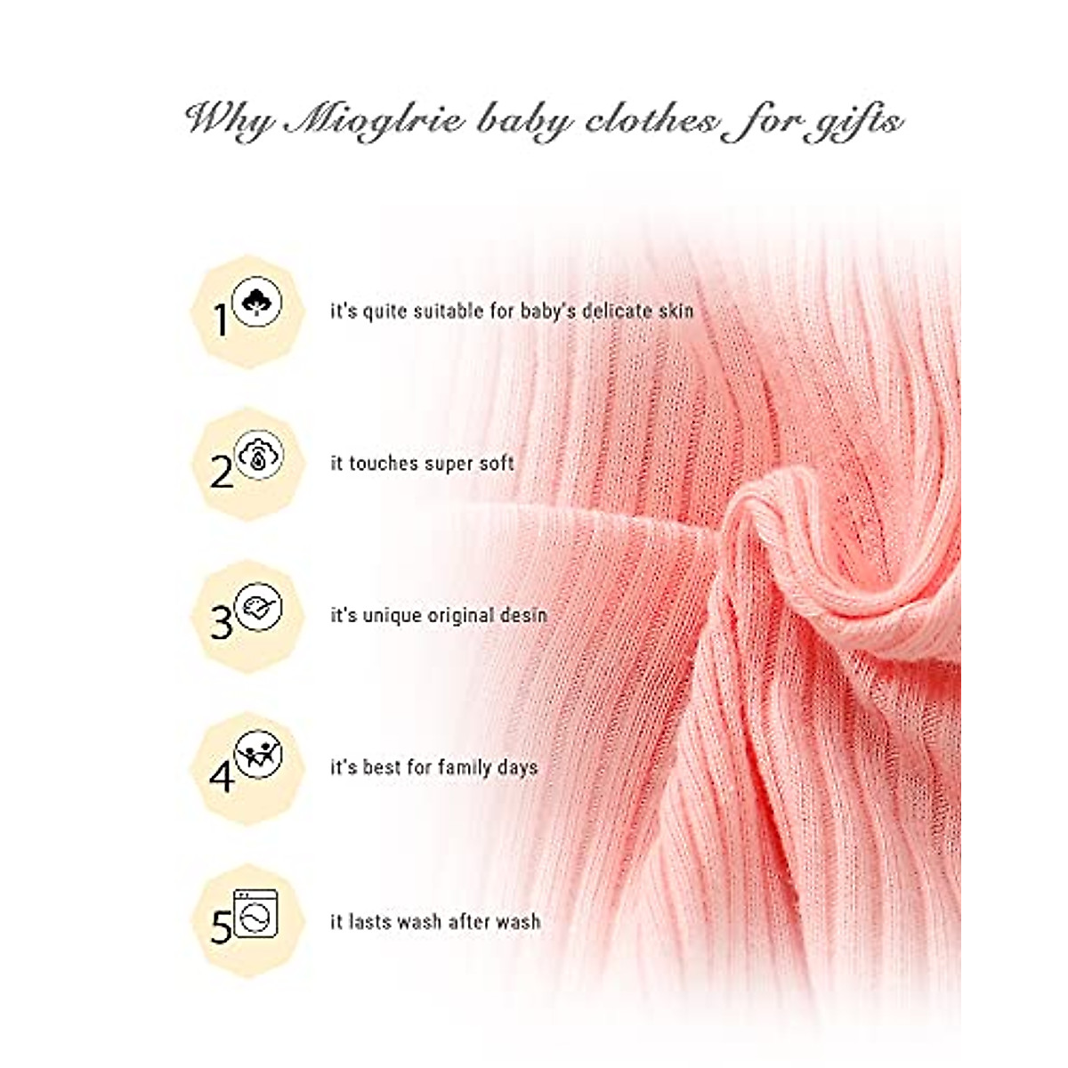 Mioglrie Newborn Baby Girl Clothes 3-6 Months Infant Girls Pink Romper Pants Headband 3PC Clothes Outfits Set