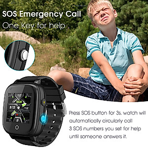 cjc 4G Kids Smartwatch, Smart Watch for Kids, IP67 Waterproof Watches with GPS Tracker, 2 Way Call Camera Voice & Video Call SOS Alerts Pedometer WiFi Wrist Watch, 3-12 Years Boys Girls
