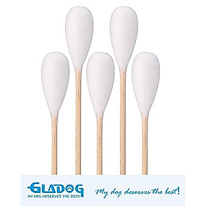 GLADOG 6 Inch Professional Large Cotton Buds for Dogs, Specially Designed Dog Cotton Buds with Wood Handle, Large Means Safe