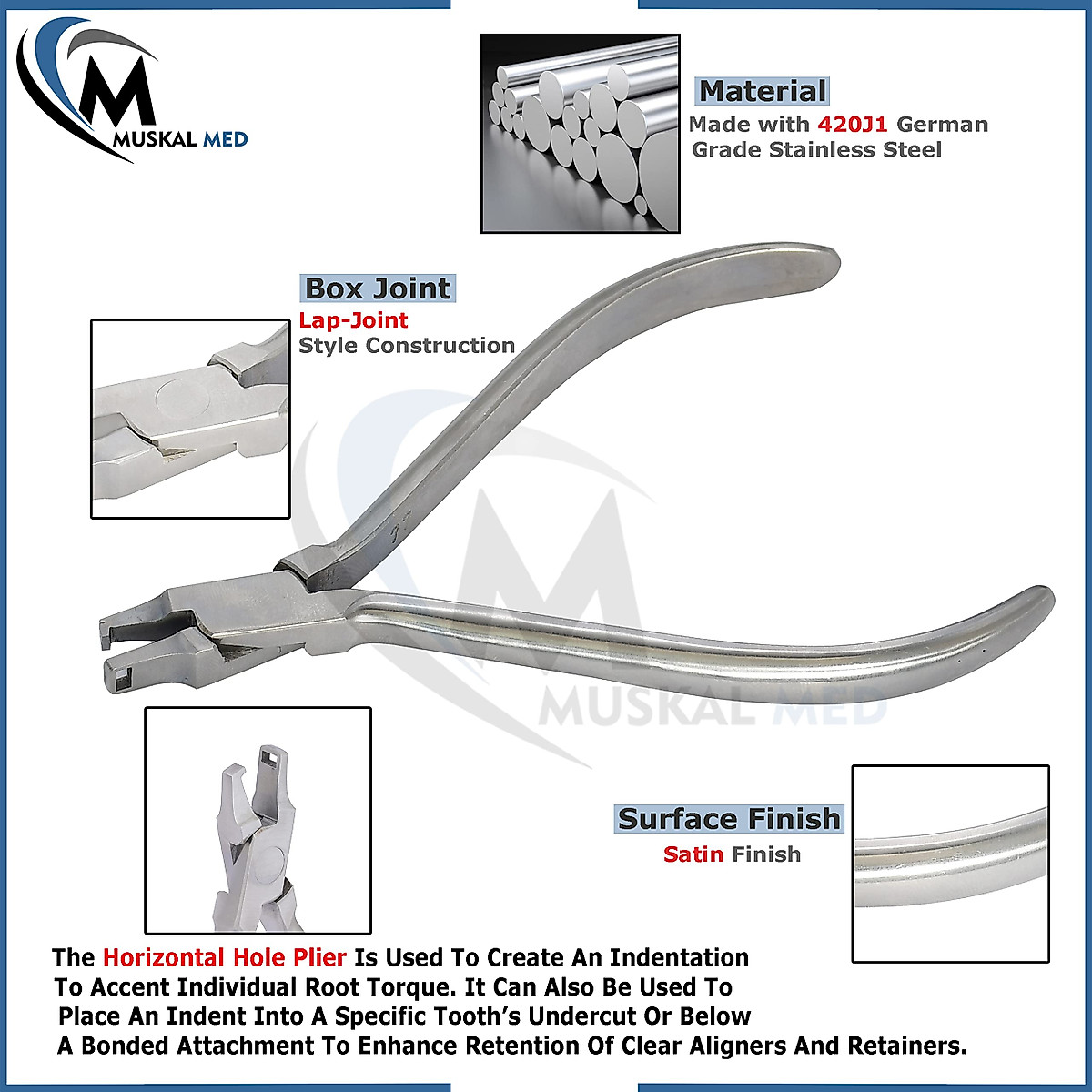 VISION TEK MED Orthodontic Dental Dimple Horizontal Plier Thermal Forming Retainer Clear Aligner Braces Plier