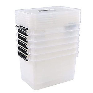 EudokkyNA 10 L Clear Storage Bins with Lids, Plastic Latch Boxes Containers Set of 6