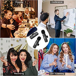 Wireless Lavalier Microphone for iPhone iPad, Plug-Play Wireless Mic for Recording, Live Stream, YouTube, TikTok, Facebook, Noise Reduction Auto-Sync