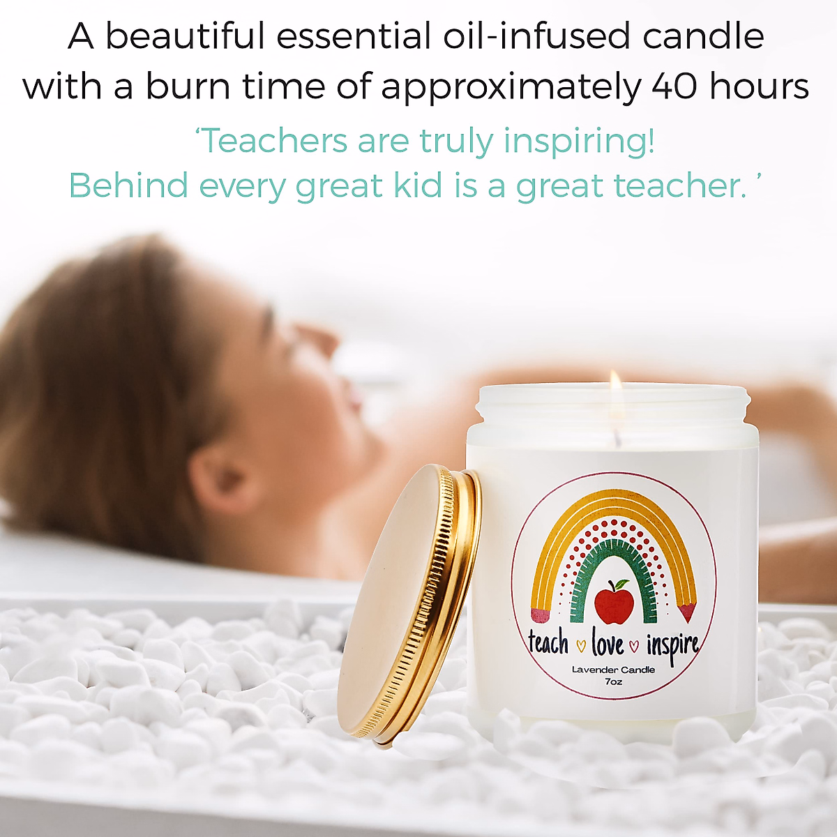 Little Mindings End of Year Teacher Gifts | Teachers Appreciation Gift Sets | Teacher Gift Set for Women: 12oz Tumbler, Thank You Candle, Keychain, Thank You Teacher Card