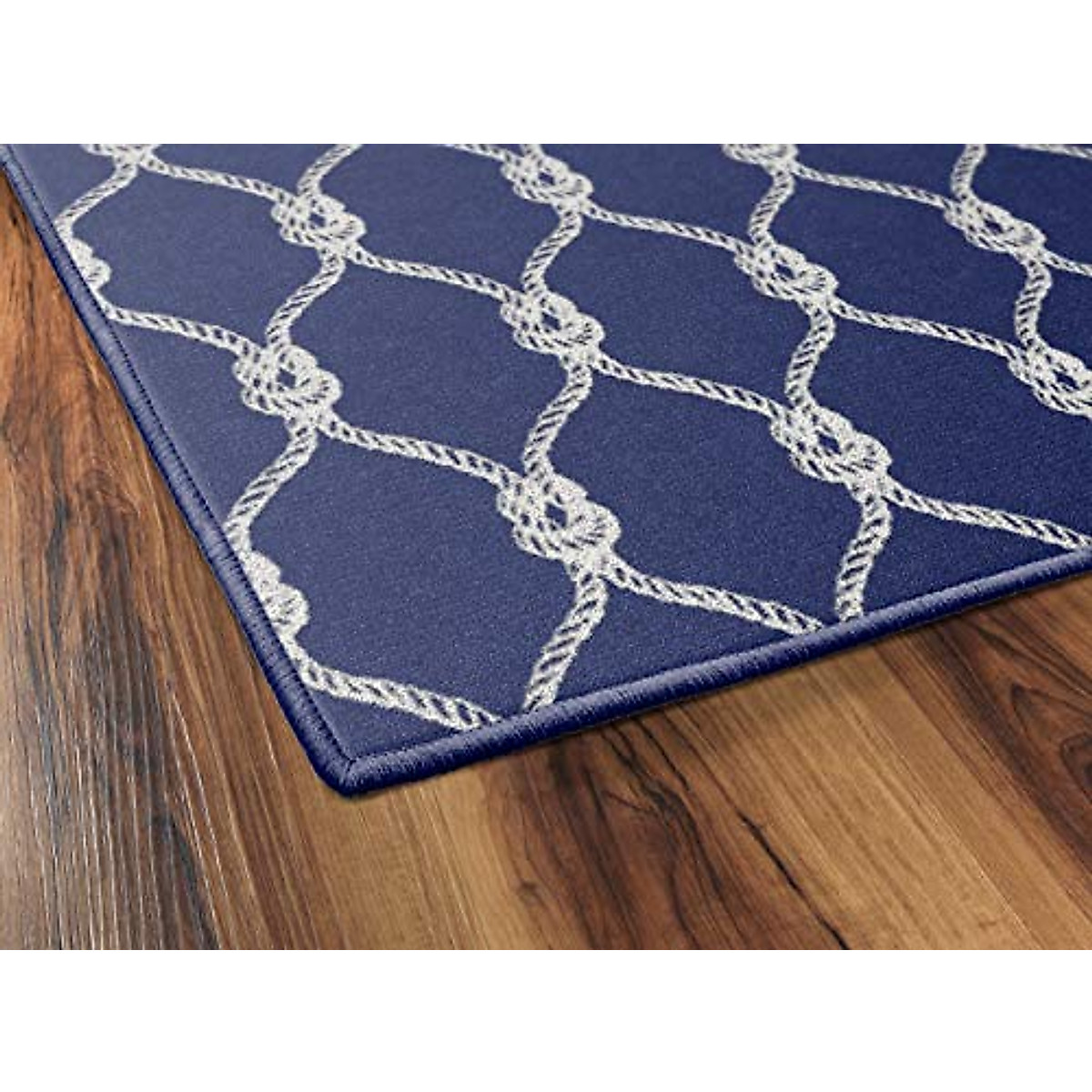 Brumlow Mills Nautical Rope Ocean Trellis Knot Area Rug for Beachy Home Décor, Living Room Carpet, Kitchen Mat or Entryway Rug, 2'6" x 3'10", Blue