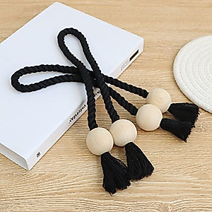 OCIOLI 2 Pack Strong Magnetic Curtain Tiebacks Black Curtain Holdbacks Outdoor Curtain Tiebacks Cotton Hand Woven Tie Backs Curtain Drapery Holdbacks Curtain Ties for Drapes (Black - Ball, 2)