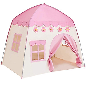 TTLOJ Kids Play Tent and Rectangle Kids Rug Set, Pink Girls Tent, Pink mat