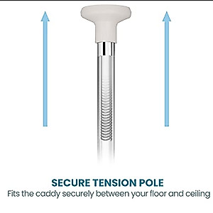 ALLZONE Rustproof Shower Caddy Corner for Bathroom,Bathtub Storage Organizer for Shampoo Accessories,4 Tier Adjustable Shelves with Tension Pole, 56 to 114 Inch, Silver