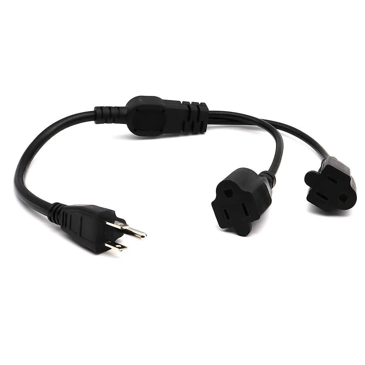 LOKEKE Replacement AC Y Splitter Extension Cable, 3 Prong 1 to 2 Outlet TV Power Cord Cable for Computers Moniters Laptops Printers, 10A 250V Universal Extension Cable