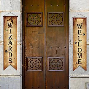 Wizards Porch Signs Magical Wizard Banner Wizards Door Sign Sets Hanging banner Decorations Wizard Party Decoration Door Yard Party Wizard Staff Wizard Party Decorations Door Decors Backdrop