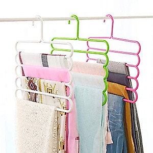 shlutesoy Space Saving Multi-Purpose Clothes Hangers,Non-Slip Space-Saving 5 Layered Closet Hook for House Wives Green