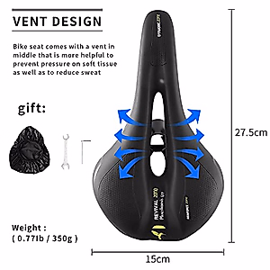 Phaethornis guy Gel Mountain Bike Seat of Comfortable Memory Foam, Bicycle Seats for Men & Women, Bike Saddles for MTB, BMX & Road