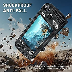 LUPAPA Protective Case for ROG Ally with Kickstand, Protective Shell for ROG Ally Made of Silicone for Anti-slip and Anti-drop, Accessories for ROG Ally Gaming Handheld (Black)