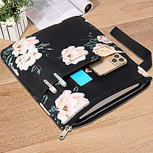 Book Sleeve Book Covers Book Protector with Zipper Washable Fabric for Teen Adult Book Lover Teacher Student ,11.4 X 9 Inch (Camellia Black)