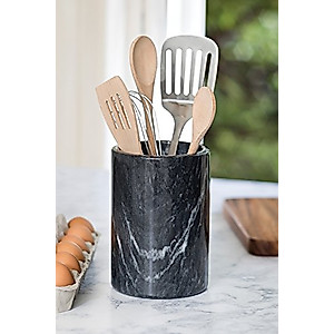 Fox Run Marble Utensil and Wine Bottle Holder, Flower Vase, Black