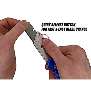 Rapid Edge Extend-A-Blade™ Utility Knife (Folding Razor Knife with Double Length Box Cutter Blade and 3 Sliding Blade Positions)