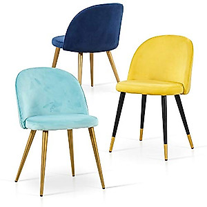 ivinta Royal Blue Dining Chairs Set of 2, Upholstered Velvet Accent Chairs for Living Room Dining Room Kitchen, Modern Side Chairs with Gold Legs…