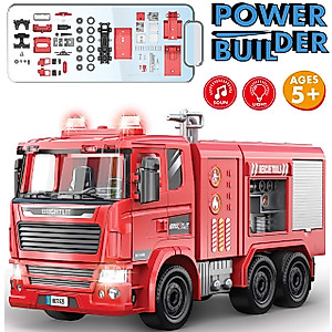 Take-Apart Fire Truck - 99 Pcs STEM Toys Build Your Own Fire Engine-DIY Building Assembly Kit w/Realistic Lights and Sounds - Educational Gift Idea for Kids Ages 5 6 7 8 9 Years Old