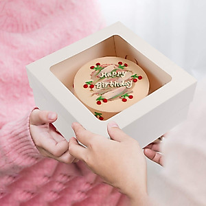 Moretoes 10pcs Cake Boxes 12 Inch 12x12x6 Inches White Bakery Boxes with Window Cajas Para Pasteles for Bundt, Cheesecake, Pastries, Pie, Cookies, Donuts, Cupcakes