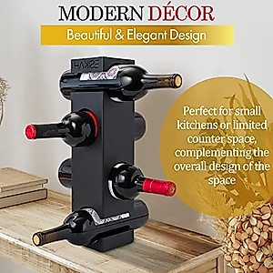 Esikah Countertop Wine Rack 4 Bottle | Wine Bottle Holder for Bar Table and Wine Cabinet | Steel Freestanding Wine Racks for Bar and Kitchen Decor | Compact Wine Bottle Stand