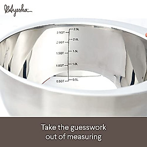 Ayesha Curry Kitchenware Pantryware Stainless Steel Nesting Mixing Bowls Set, 3 Piece, Silver with Color Accent Handles