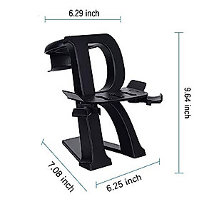 VR Headset Stand, Oculus Quest2/1 Storage Stand, VR Headset Stand for Oculus Rift S/HTC Vive/Valve Index, Virtual Reality Headset and Controller Stand, Black is Suitable for All VR headsets