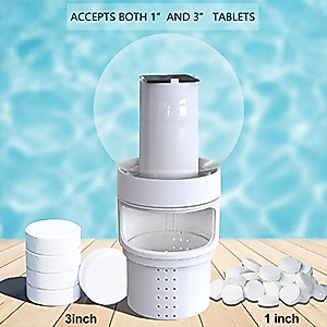 Pool Chlorine Floater, Chlorine Dispenser with Solar Pool Lights Ball, Extra-large Capacity Chemical Bromine Holder of 4* 3"Chlorine Tablets with Flame Solar Lights Outdoor for Spa/Hot Tub/Pool/Garden