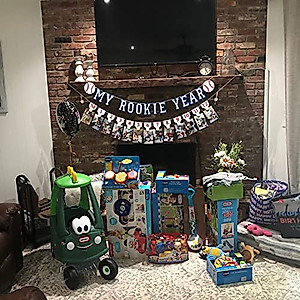 Rookie Year 1st Birthday Decorations,Baseball 12 Months Photo Banner,First Birthday,Baseball Milestone Banner