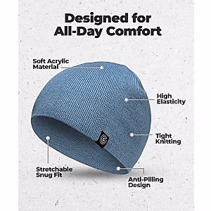 Original Beanie Cap - Soft Knit Beanie Hat - Warm and Durable (Blue Denim)