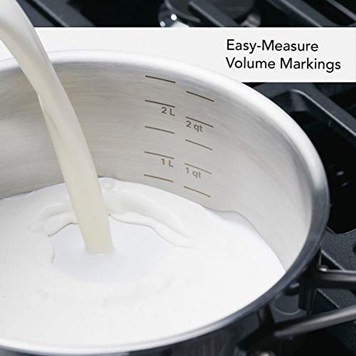 KitchenAid 5-Ply Clad Polished Stainless Steel Saucepan with Lid, 3 Quart