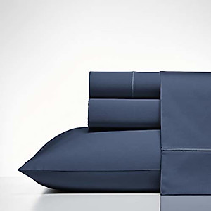 Nautica - Queen Sheets, Cotton Sateen Bedding, 400 Thread Count, Silky Smooth & Wrinkle Resistant (Regatta Navy, Queen)