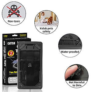 CATSH Rat Mouse Glue Traps Indoor for Home 12 Count - Mice Control Trap Large Size Waterproof Pre-Scented Super Hold Sticky Tray Non-Toxic